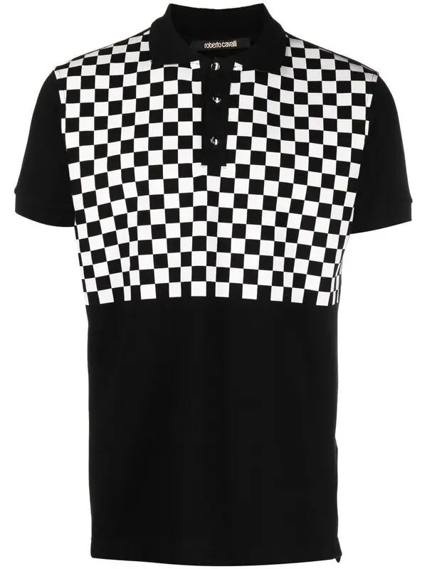 Roberto Cavalli Checkerboard-print Polo Shirt