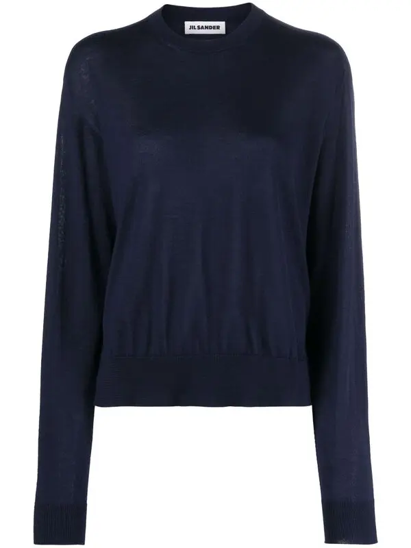 JIL SANDER Ribbed Crew Neck Jumper - Blue