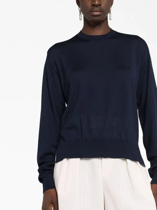 JIL SANDER Ribbed Crew Neck Jumper - Blue