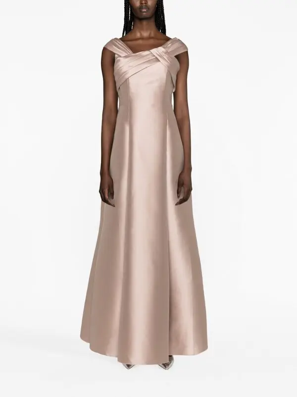 Alberta Ferretti Off-shoulder Satin Gown