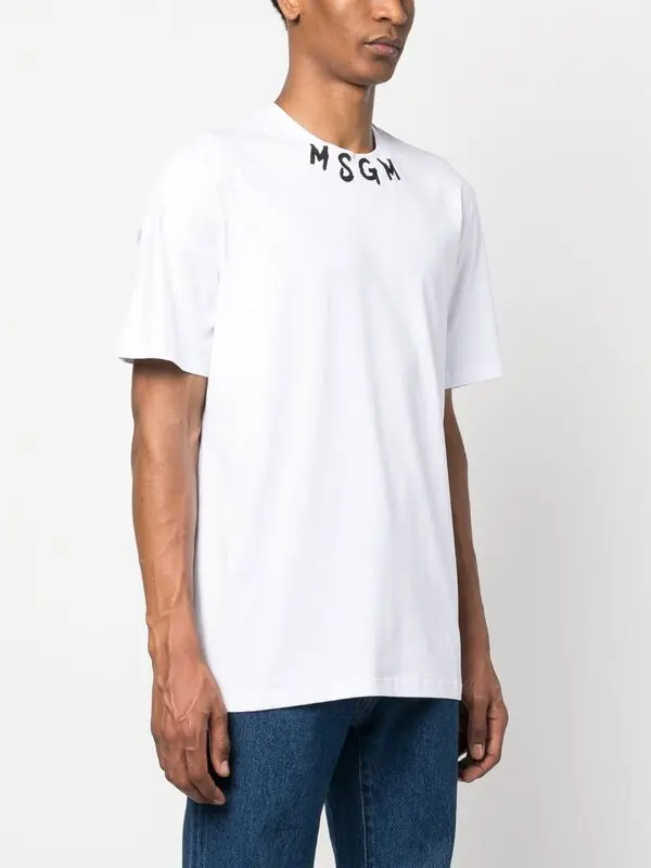 MSGM Logo-lettering Print Cotton T-shirt - White