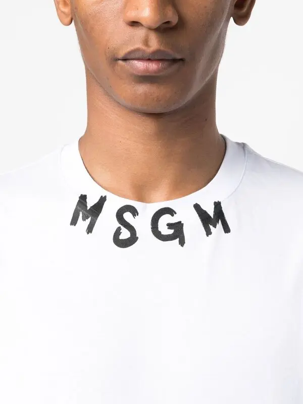 MSGM Logo-lettering Print Cotton T-shirt - White