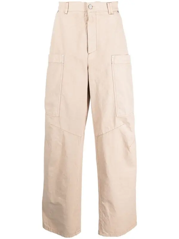 Palm Angels Wide-leg Cotton Cargo Trousers