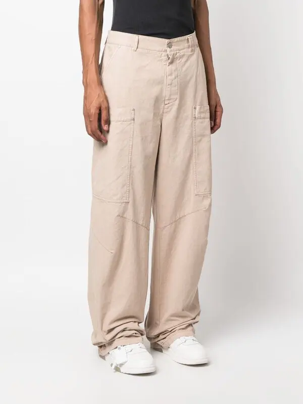 Palm Angels Wide-leg Cotton Cargo Trousers
