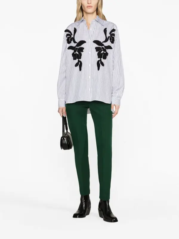 ERMANNO FIRENZE Floral-embroidered Striped Shirt
