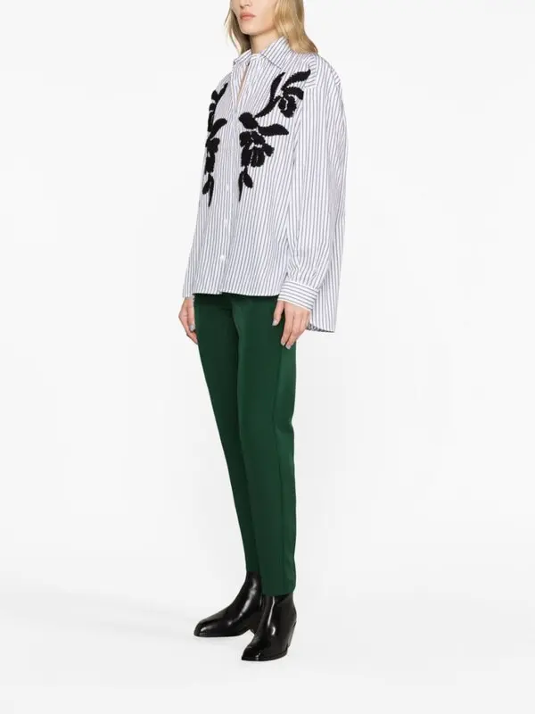 ERMANNO FIRENZE Floral-embroidered Striped Shirt