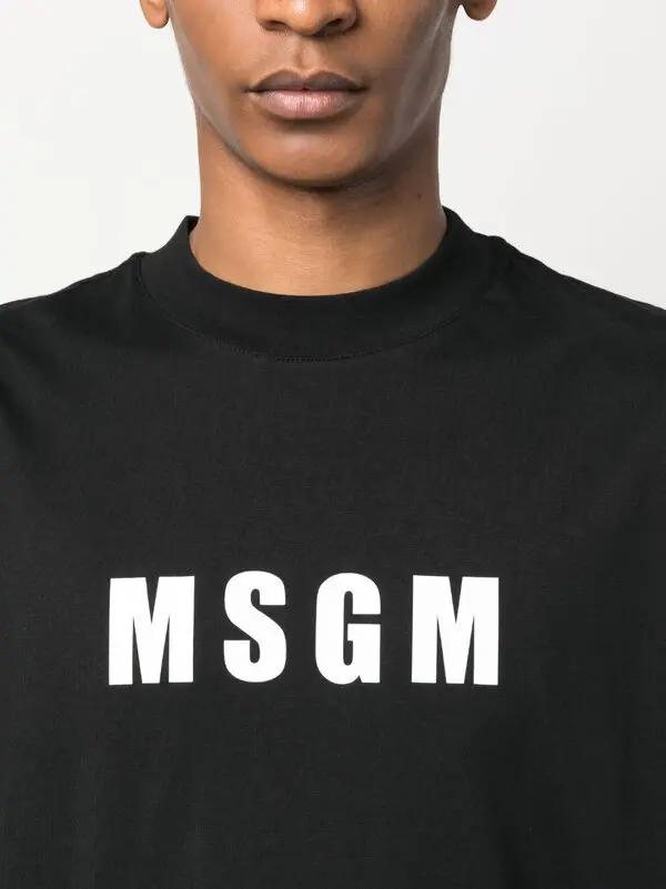 MSGM Logo-print Cotton T-shirt - Black