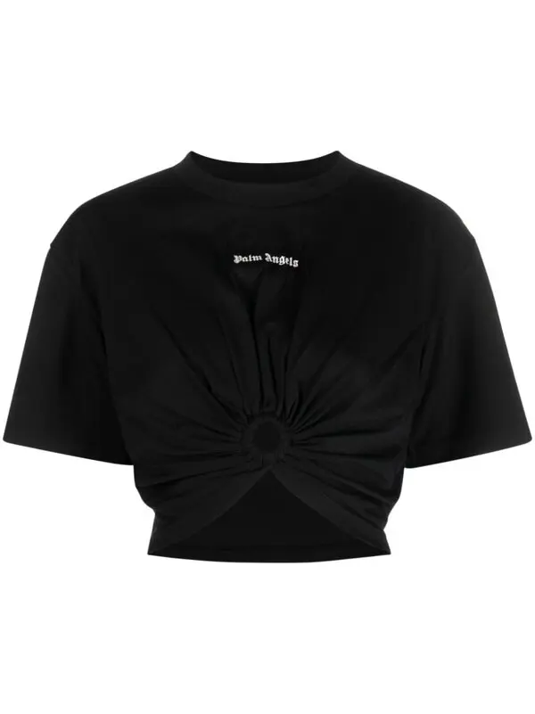 Palm Angels Ring-embellished Cropped T-shirt