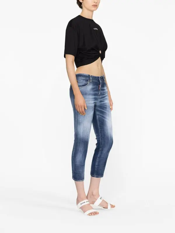 Palm Angels Ring-embellished Cropped T-shirt