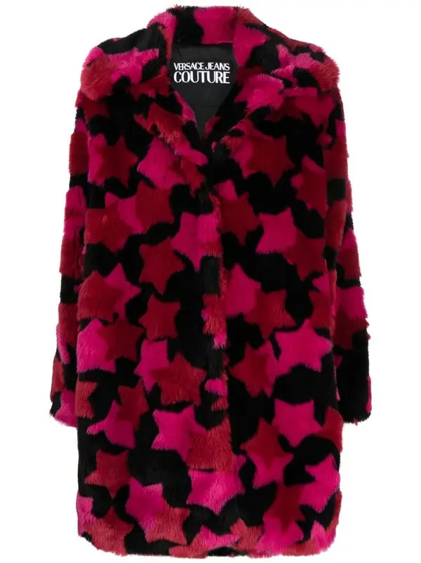 Versace Star-print Faux-fur Coat