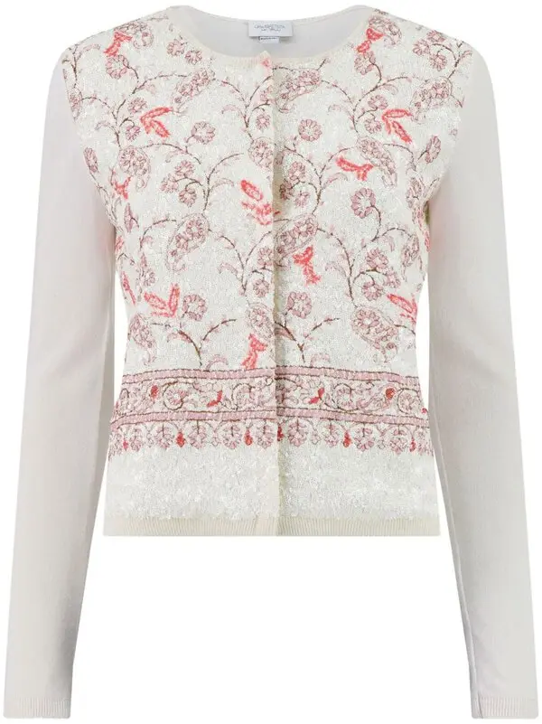 Giambattista Valli Paisley Sequin Embellished Cardigan - White
