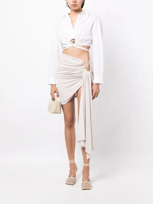 Christopher Esber Arced Palm Draped Mini Skirt - Neutrals
