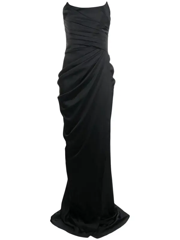 ANA RADU Ruched Corset-style Strapless Gown