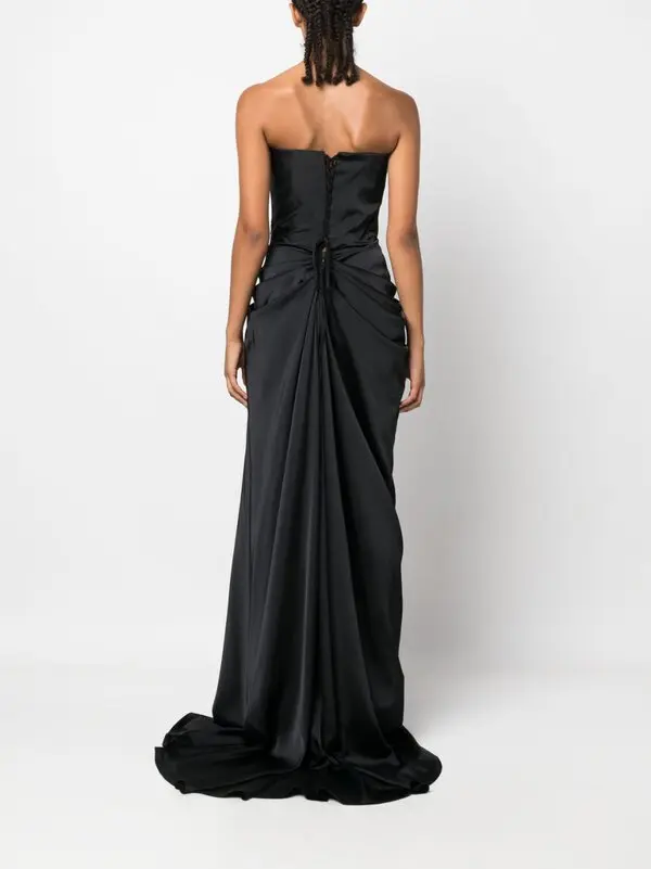ANA RADU Ruched Corset-style Strapless Gown