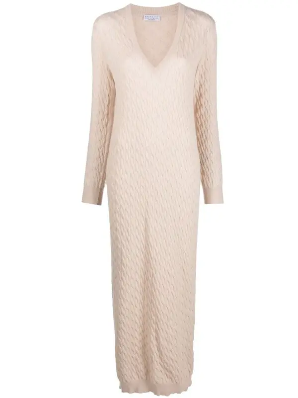 Brunello Cucinelli V-neck Knitted Dress