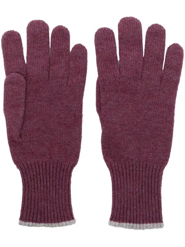 Brunello Cucinelli Intarsia-knit Cashmere Gloves - Purple