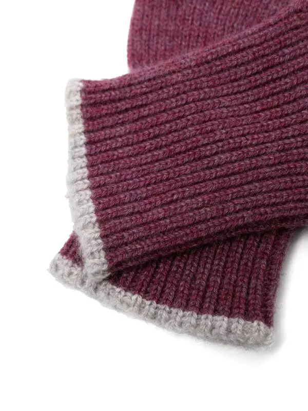 Brunello Cucinelli Intarsia-knit Cashmere Gloves - Purple