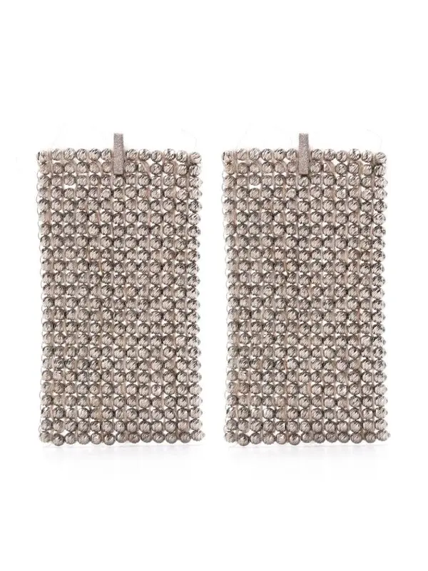 Brunello Cucinelli Rectangular Mesh Earrings - Grey