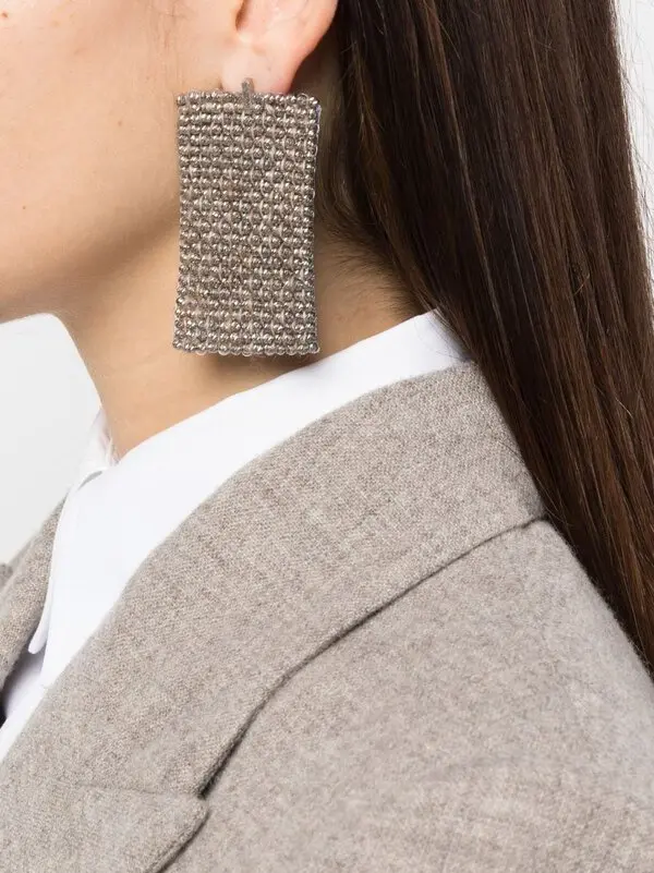 Brunello Cucinelli Rectangular Mesh Earrings