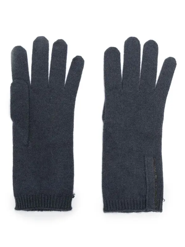 Brunello Cucinelli Monili Chain-detail Cashmere Gloves - Grey