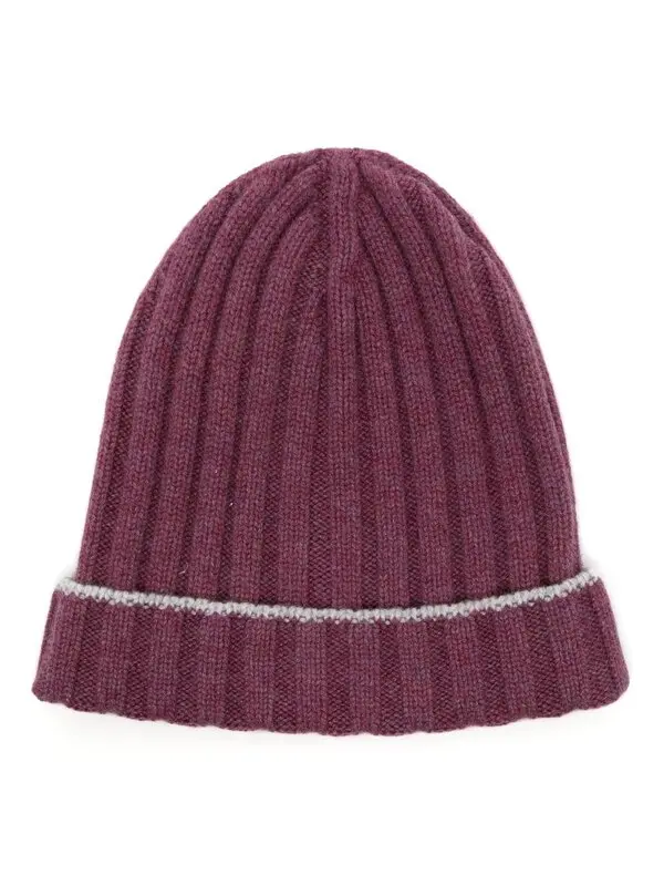 Brunello Cucinelli Ribbed Cashmere Beanie - Purple
