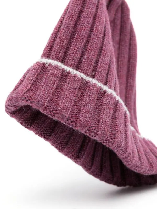 Brunello Cucinelli Ribbed Cashmere Beanie - Purple