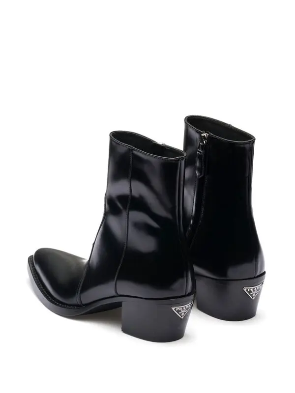 Prada Triangle-logo Leather Ankle Boots