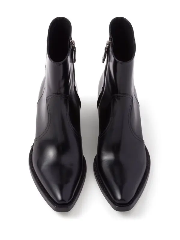 Prada Triangle-logo Leather Ankle Boots