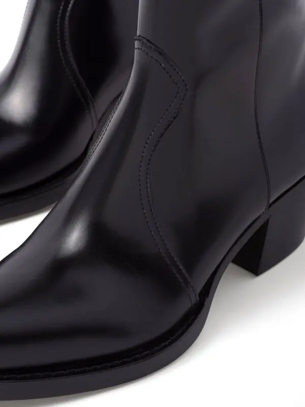 Prada Triangle-logo Leather Ankle Boots