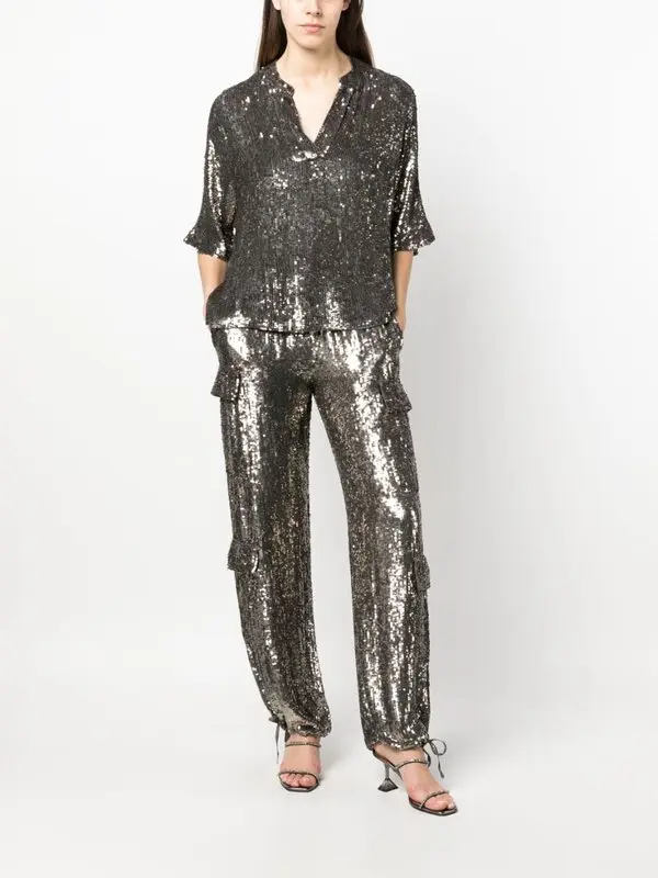 P.a.r.o.s.h Gamma Sequin-embellished Trousers - Grey