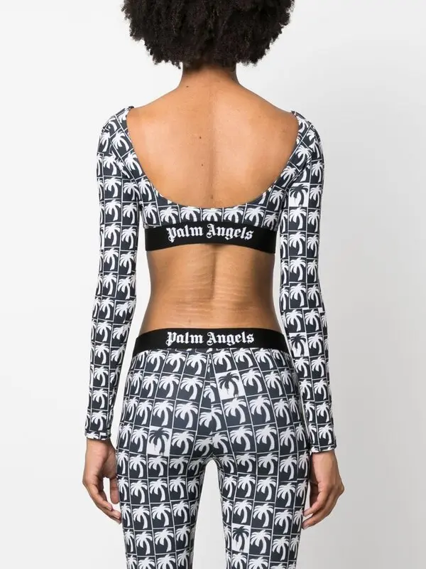 Palm Angels Palm-print Cropped Top