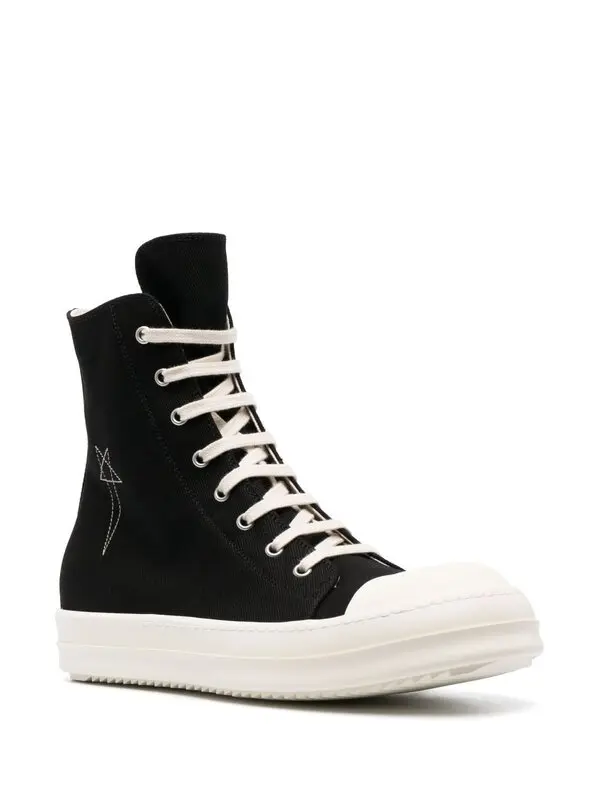 Rick Owens スターロゴ ハイカット スニーカー ブラック Rick Owens Stitched-Pentagram High-Top Sneakers - Black | Editorialist