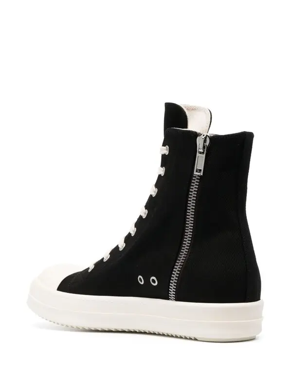 Rick Owens Stitched-Pentagram High-Top Sneakers - Black | Editorialist