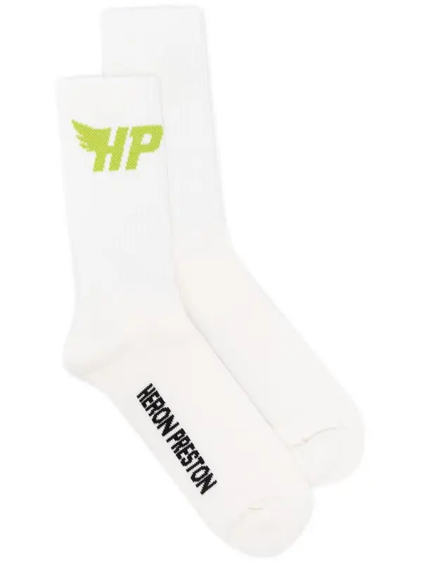 Heron Preston Hp Fly Logo Intarsia Socks - White