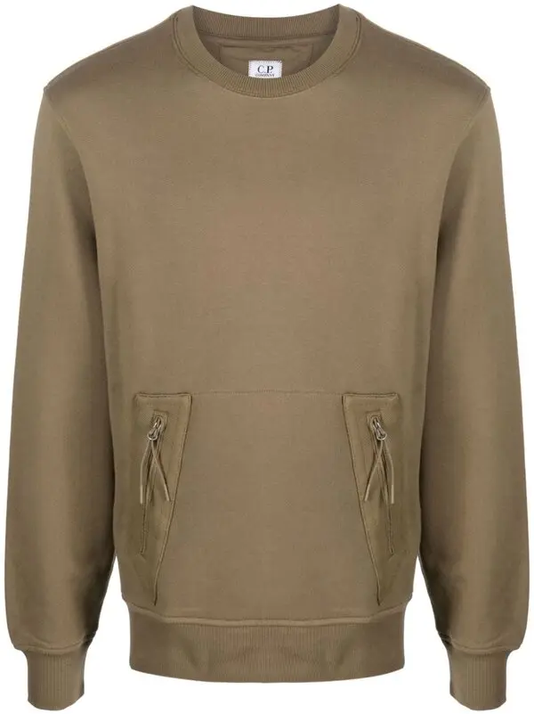 C.P. COMPANY Crewneck Sweatshirt With Sleeve Lens Detail - Green