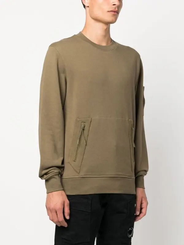 C.P. COMPANY Crewneck Sweatshirt With Sleeve Lens Detail - Green