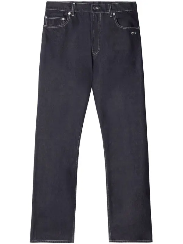 Off-White Logo-embroidered Straight Leg Jeans - Blue
