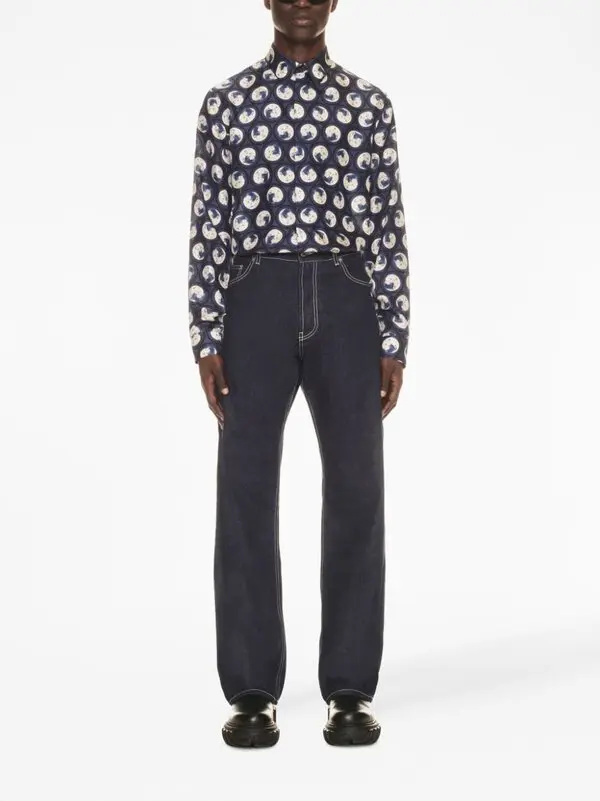 Off-White Logo-embroidered Straight Leg Jeans - Blue