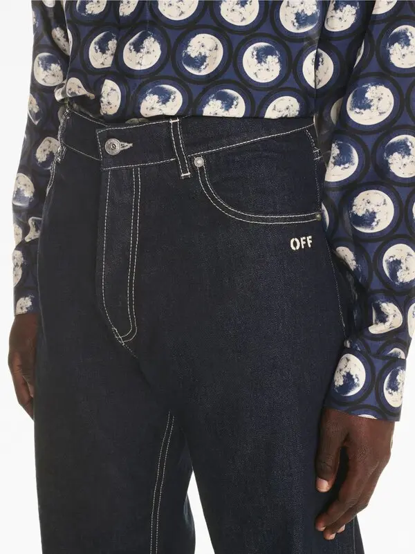 Off-White Logo-embroidered Straight Leg Jeans - Blue