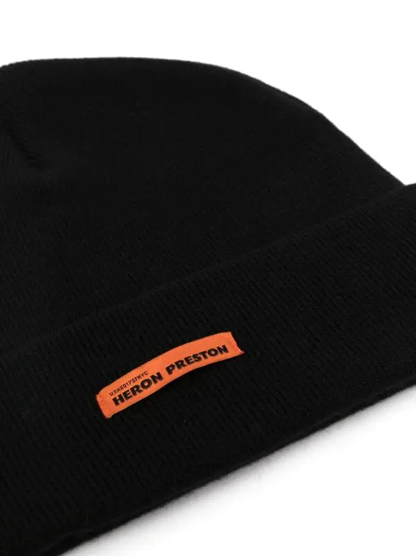 Heron Preston Logo-tag Wool Beanie - Black