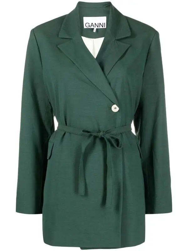GANNI Off-centre Belted Blazer