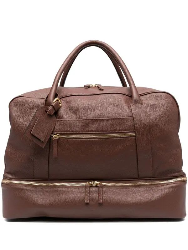 Eleventy Pebbled Leather Holdall - Brown