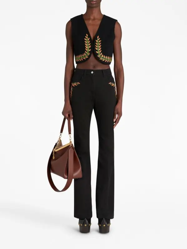 Etro Foliage-embroidered Flared Jeans