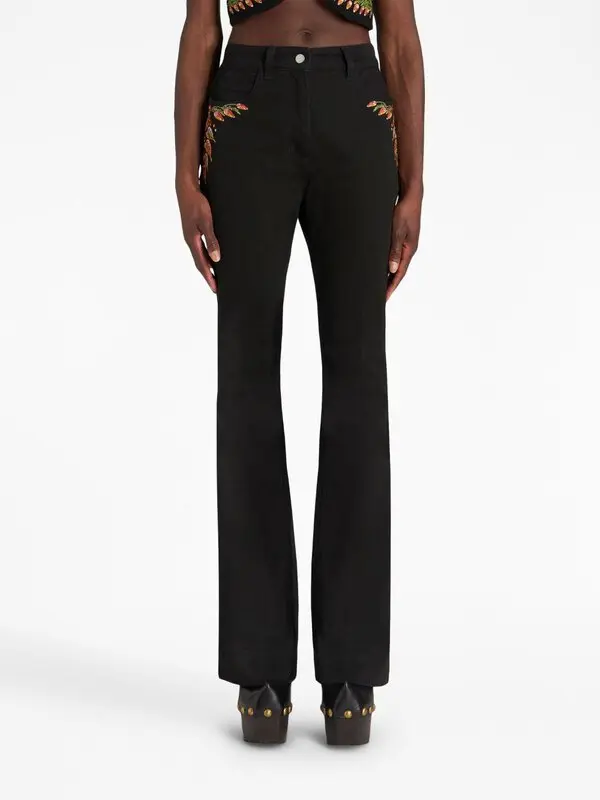 Etro Foliage-embroidered Flared Jeans
