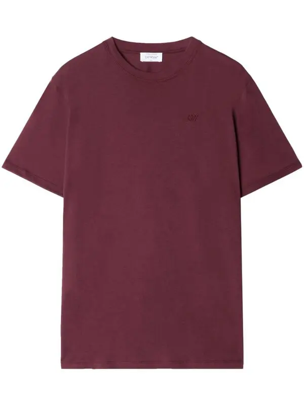 Off-White Logo-embroidered Cotton T-shirt - Red
