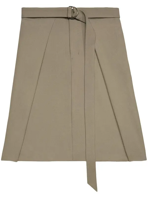 Ami Belted Wool Midi Skirt