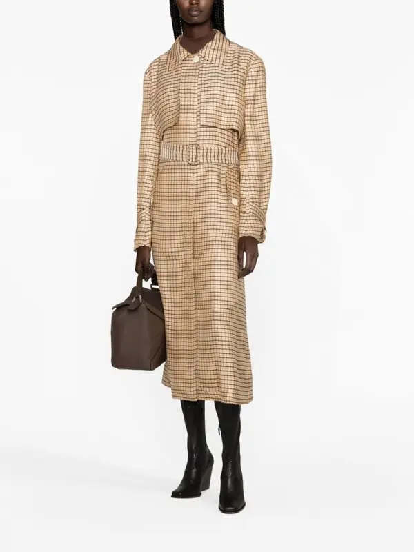 LANVIN Checkered Trench Coat - Orange