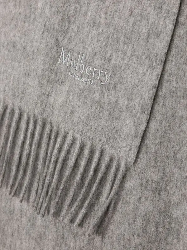 Mulberry Logo-embroidered Fringed Scarf