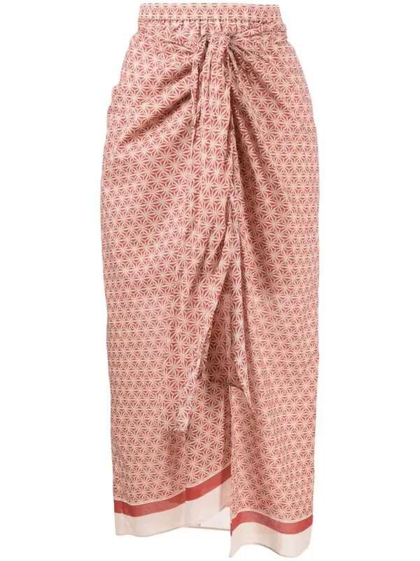 Brunello Cucinelli Geometric-print Knotted Skirt