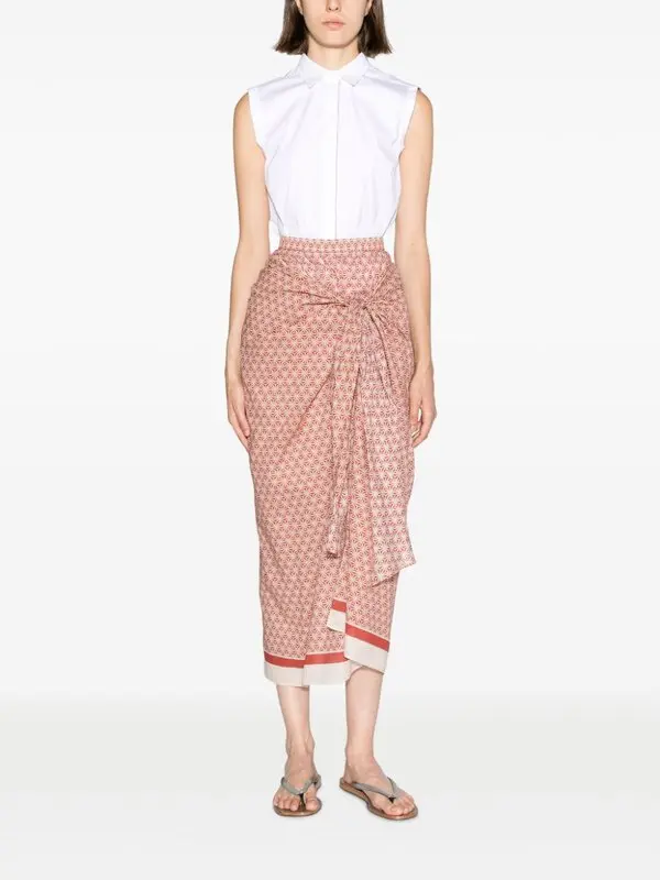 Brunello Cucinelli Geometric-print Knotted Skirt